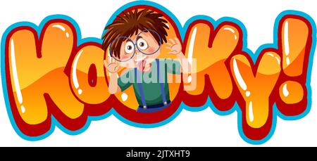 Kooky text word banner comic style with cartoon character expression ...