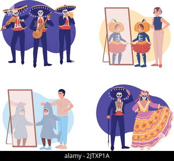 Halloween costumes icon set. editable stroke outline icons set. vector ...