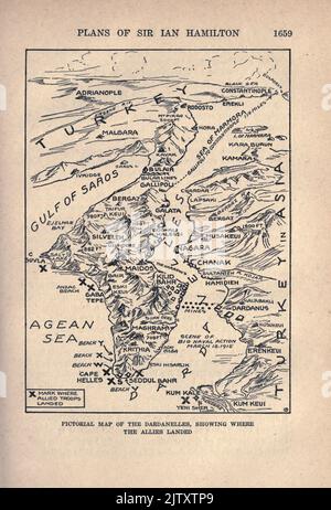 Map of Dardanelles & Gallipoli peninsula, Dardanelles campaign, 1915 ...