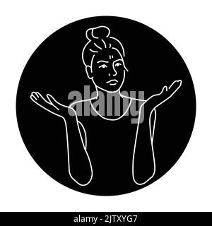 Female emotion confusion color line illustration Stock Vector Image ...