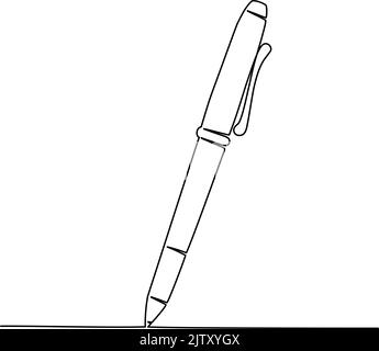 continuous single line drawing of ballpoint pen, line art vector ...