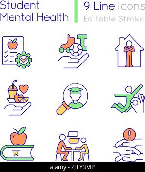 Student mental health concept icons set Stock Vector Image & Art - Alamy