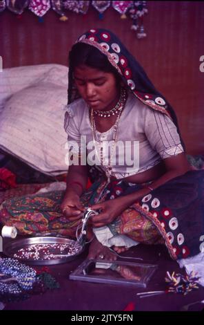 Crafts, Artist Making Beed Mala Stock Photo - Alamy