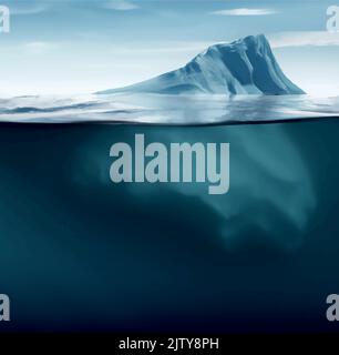 The visible and invisible in the water parts of the iceberg Stock ...