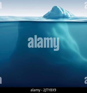 The visible and invisible in the water parts of the iceberg Stock ...