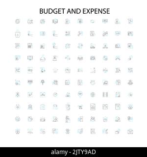 Expense management line icons collection. Budgeting, Tracking ...