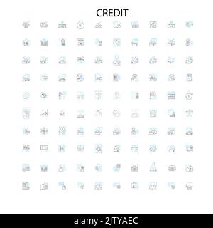 Credit card line icons signs set. Design collection of Card, Credit ...