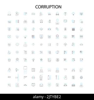 business corruption icons, signs, outline symbols, concept linear illustration line collection ...