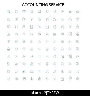 accounting icons, signs, outline symbols, concept linear illustration ...