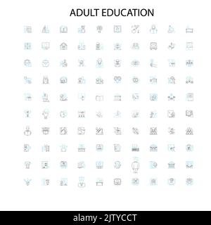 Adult education vector line icons set. Adult, Education, Learning, Instruction, Training ...