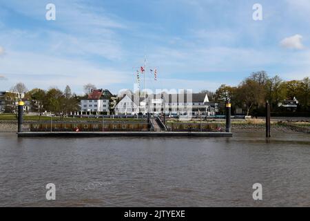 Wedel, Germany 05 01 2022. Welcome point "willkommen höft" Elbe River ...