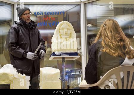 Gerry Kulzer, the new butter sculptor, at work his first year at the ...