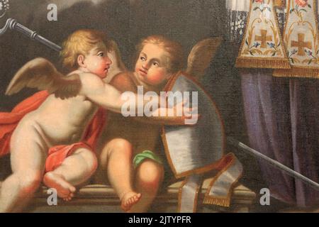 Anges tenant une mitre d'évêque. Détails. Saint-François de Sales ...