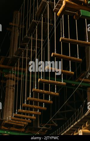 Fun and hard adventure park captured in the nighttime Stock Photo - Alamy