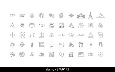 Information Hierarchy line icons collection. Organization, Structure, Classification ...