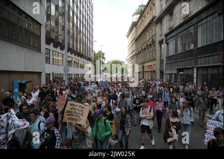 Budapest, Hungary, 2th Sep 2022,A student on a protest for better ...