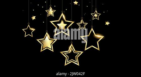 gold stars ornatments festive design banner Stock Photo - Alamy