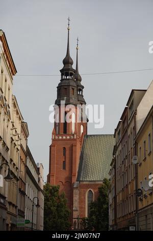 Opole a city in Poland and the towers of Opole Cathedral of the Holy ...