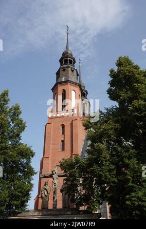 Opole a city in Poland and the towers of Opole Cathedral of the Holy ...