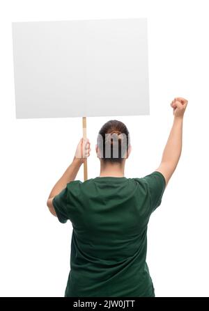 protesting woman with poster on demonstration Stock Photo - Alamy