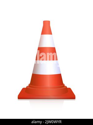 White and orange traffic pylon. Safety sign used to prevent accidents ...