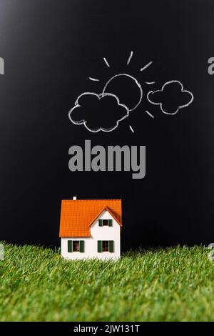 close up of living house model on blueprint Stock Photo - Alamy