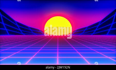 a futuristic technology background,80s style (3d rendering Stock Photo ...