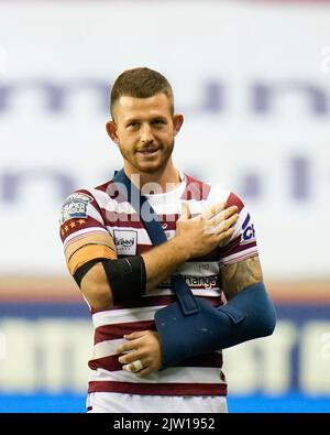 Cade Cust #6 of Wigan Warriors during the Betfred Super League match ...
