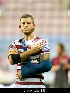 Cade Cust #6 of Wigan Warriors during the Betfred Super League match ...