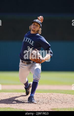 Seattle Mariners' Logan Gilbert pitches against the Detroit Tigers ...