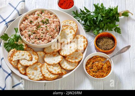 classic ham salad spread with creole mustard and mayonnaise dressing in ...