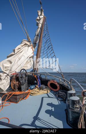 Historic sailing ship with red sails, Ijsselmeer, Netherlands Stock ...