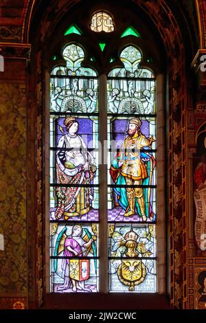 Holy Blood chapel, Figurative stained-glass window, Bruges, Belgium ...
