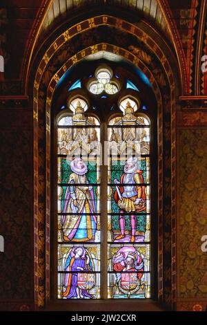 Holy Blood chapel, Figurative stained-glass window, Bruges, Belgium ...