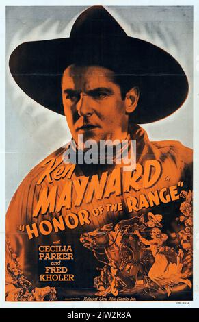 Vintage western. film poster - Ken Maynard - Honor of the Range ...