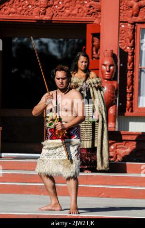 Tamaki Maori gives a Powwhiri ( ceremonial welcome ) as part of a 45 ...