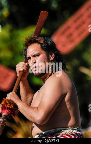 Tamaki Maori gives a Powwhiri ( ceremonial welcome ) as part of a 45 ...