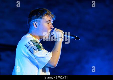 Italy. 02nd Sep, 2022. Andrea De Filippi, aka Alfa performing on stage ...