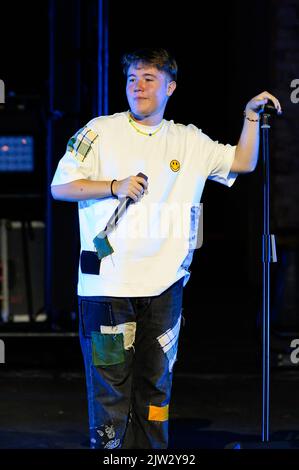 Italy. 02nd Sep, 2022. Andrea De Filippi, aka Alfa performing on stagee ...