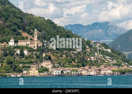 Ticino, Switzerland: the pretty lakeshore village of Morcote on Lake ...