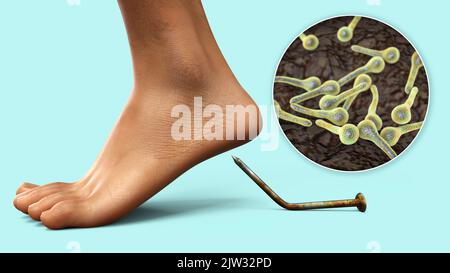 Infection transmission. Conceptual illustration showing an old rusty ...