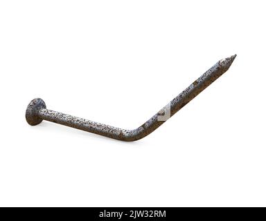 Rusty old bent metal nail, illustration. Old nails and other dirty ...