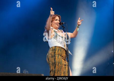 Ciara Mary-Alice Thompson of CMAT on stage during the Teenage Cancer ...