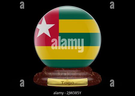 Togo flag for state holiday on dark storm clouds - abstract 3D ...