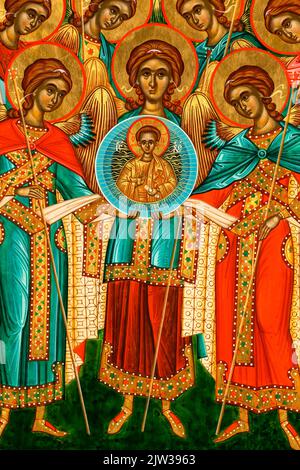 Orthodox icon depicting the Synaxis of the Holy Archangels painted in ...