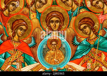 Orthodox icon depicting the Synaxis of the Holy Archangels painted in ...