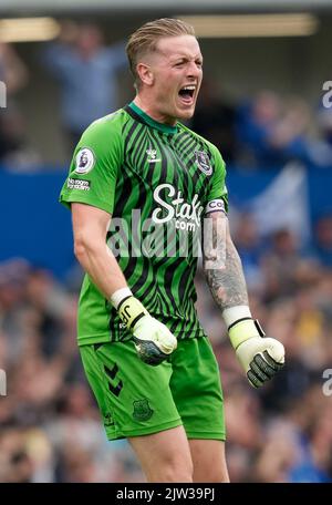 Liverpool, UK. 3rd September 2022. Neal Maupay of Everton stretches ...