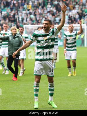 Celtic's Liel Abada celebrates after the final whistle in during the ...