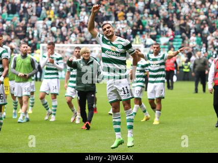Celtic's Liel Abada celebrates after the final whistle in during the ...