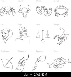 Capricorn zodiac sign. One line drawing. Astrological icon with ...